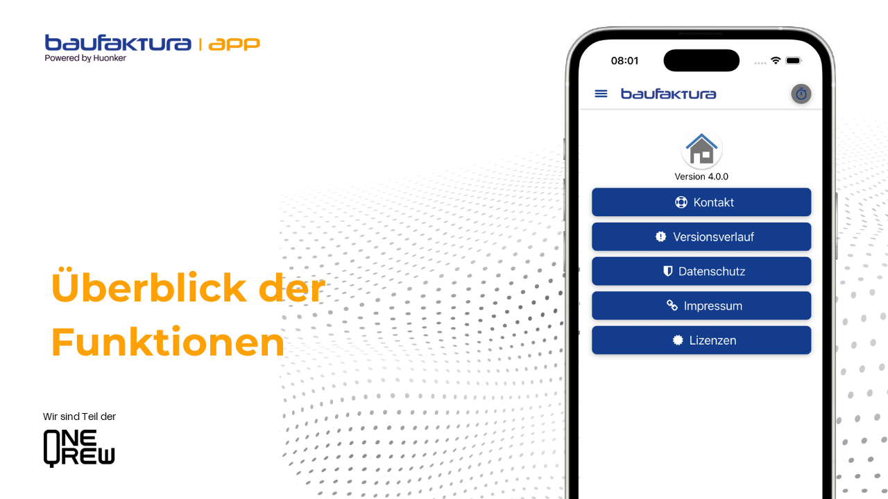 Überblick über die Funktionen der Baufaktura-App - baufaktura.app